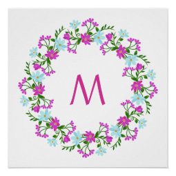 Your Monogram in a Flower Frame custom poster | Zazzle