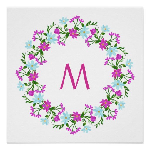 Your Monogram in a Flower Frame custom poster | Zazzle