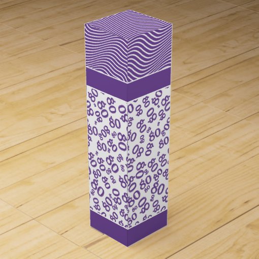 Your Name 80th Birthday Purple Number 80 Pattern Wine Box | Zazzle