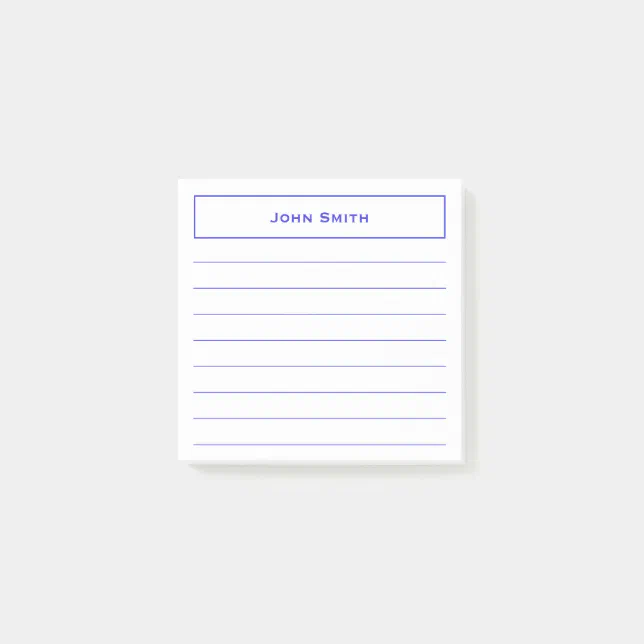 Your Name Corporate Minimalist Blue/White Lined Post-it Notes | Zazzle