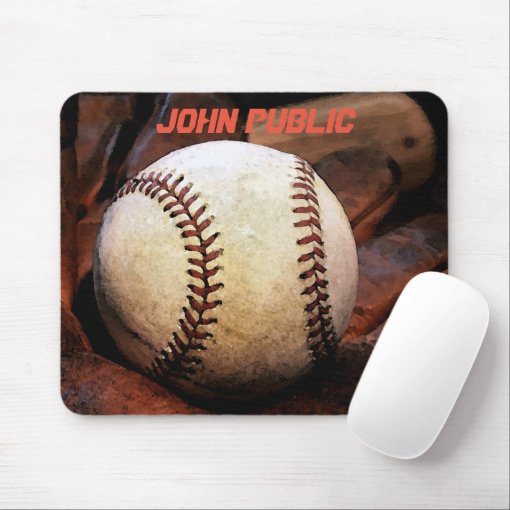 Your Name Custom Baseball Artwork Mouse Pad | Zazzle