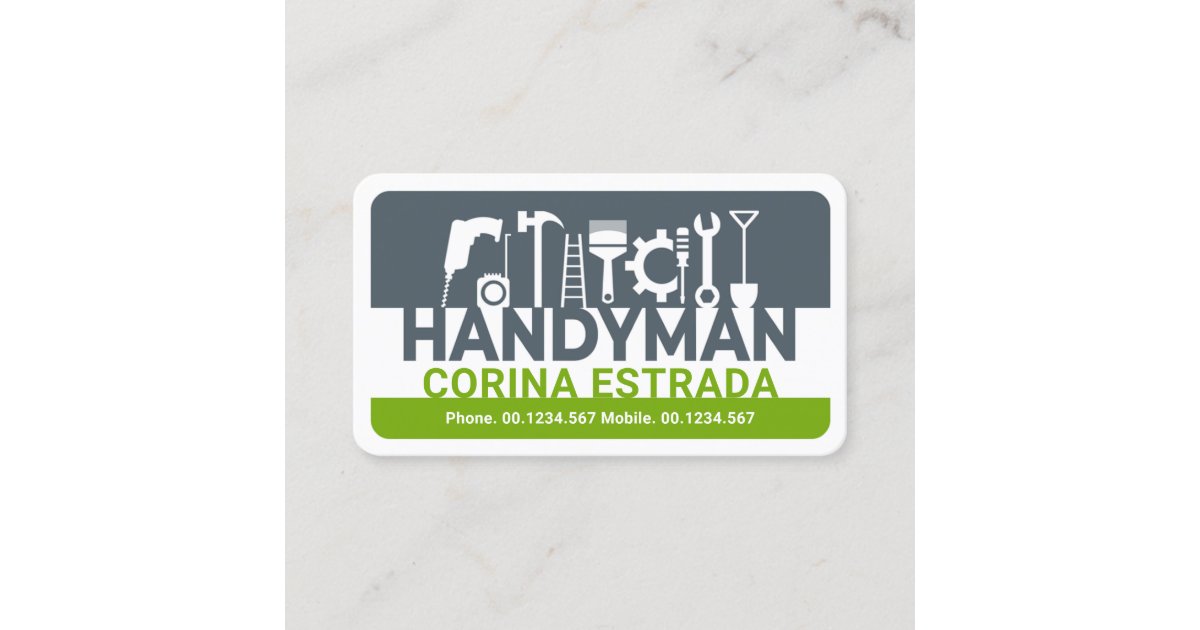 Your Name Handyman Tools Signage Business Card | Zazzle