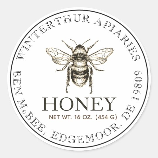 Your Name Here Editable White Honey Jar Bee Label | Zazzle.com