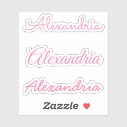 Your Name Pink Handwritten Script Versions Sticker | Zazzle