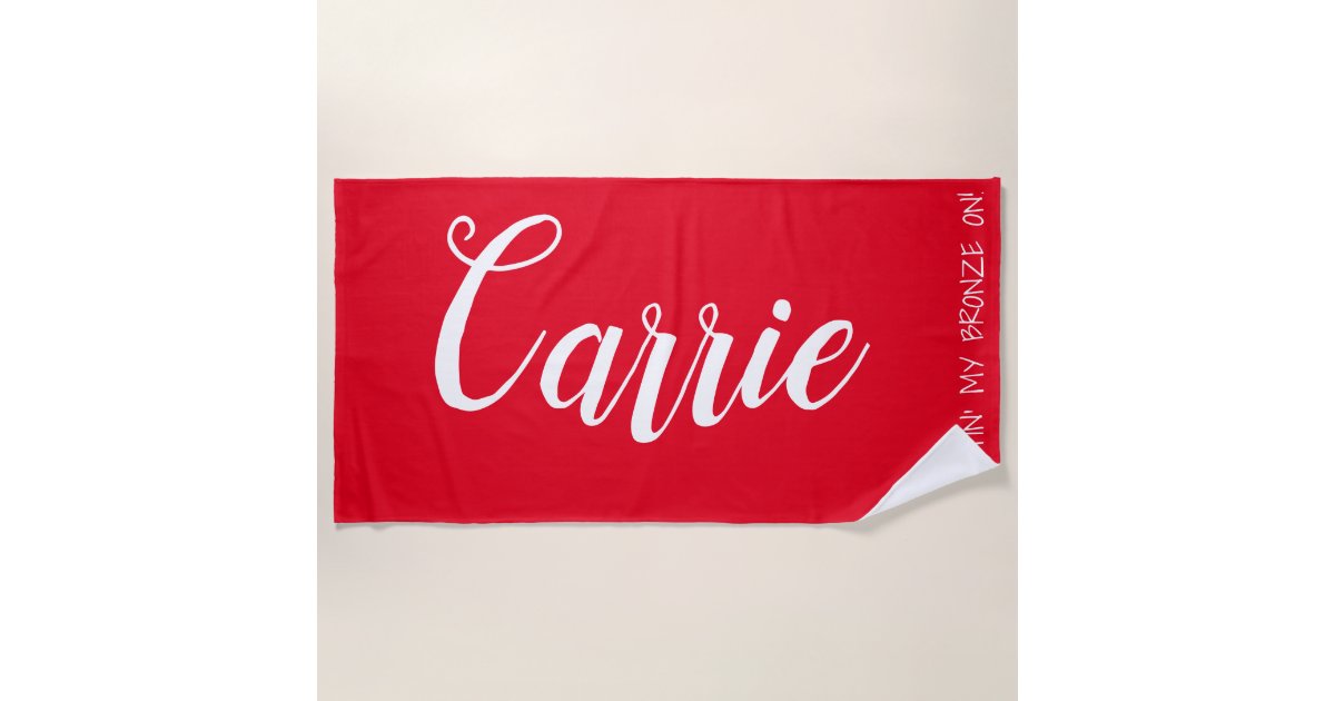 Your name red beach towel | Zazzle