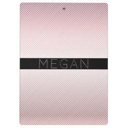 Your Name | Rose Ombre & White Stripes Clipboard | Zazzle