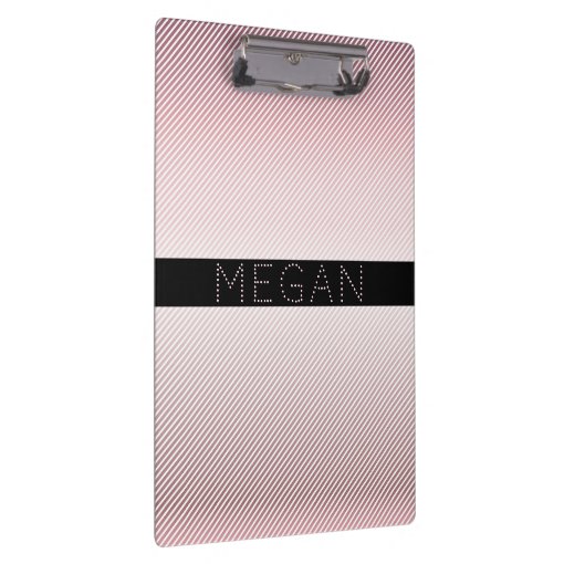 Your Name | Rose Ombre & White Stripes Clipboard | Zazzle