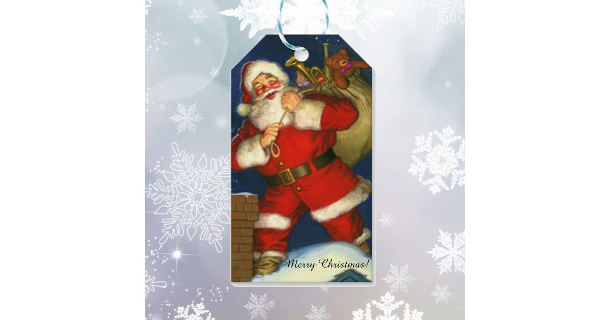 Your Name Santa's Set of 10 Big Christmas Holiday Gift Tags | Zazzle
