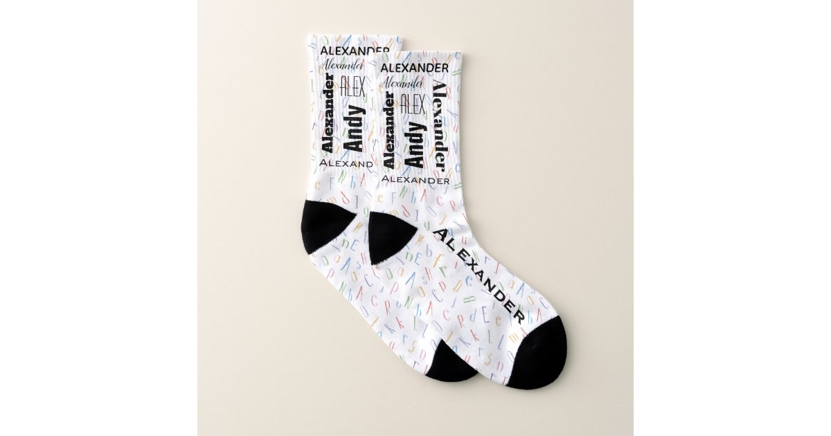 Your Name Typography Quote Alphabet Letter Pattern Socks | Zazzle
