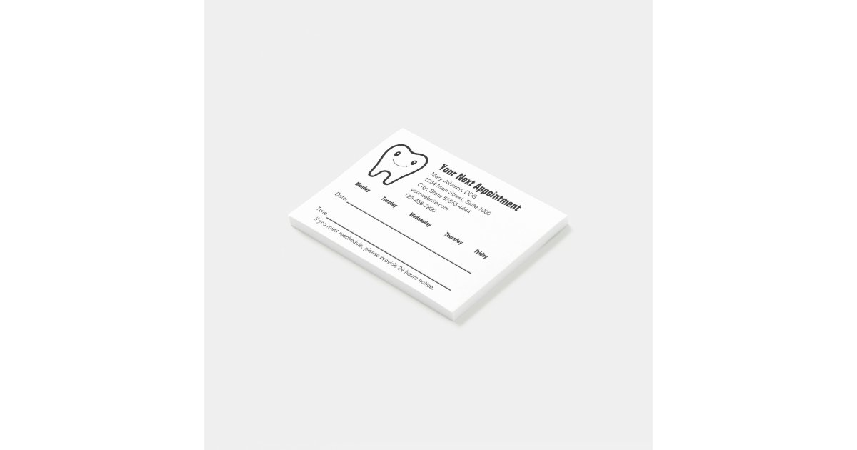 Your Next Appointment Dentist's Office Reminder Post-it Notes | Zazzle