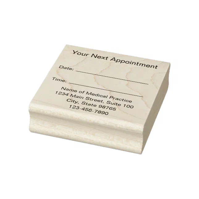 Your Next Appointment Medical Practice Template Rubber Stamp | Zazzle