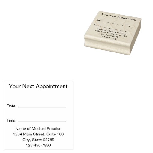 Your Next Appointment Medical Practice Template Rubber Stamp | Zazzle