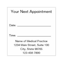 Your Next Appointment Medical Practice Template Rubber Stamp | Zazzle