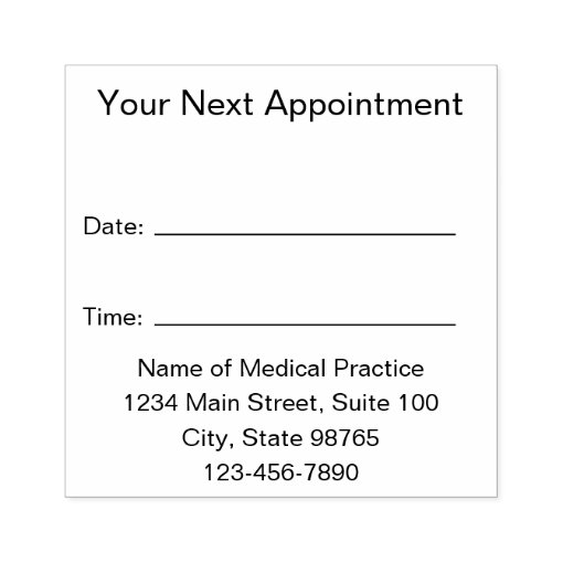 Your Next Appointment Medical Practice Template Rubber Stamp | Zazzle