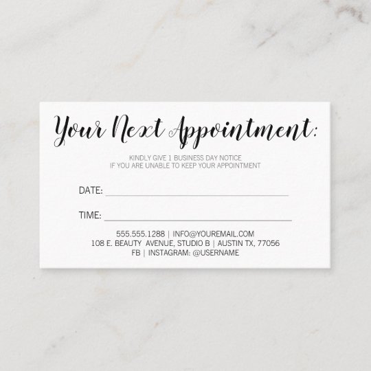 Your next appointment - Reminder Bold Minimalist | Zazzle.com