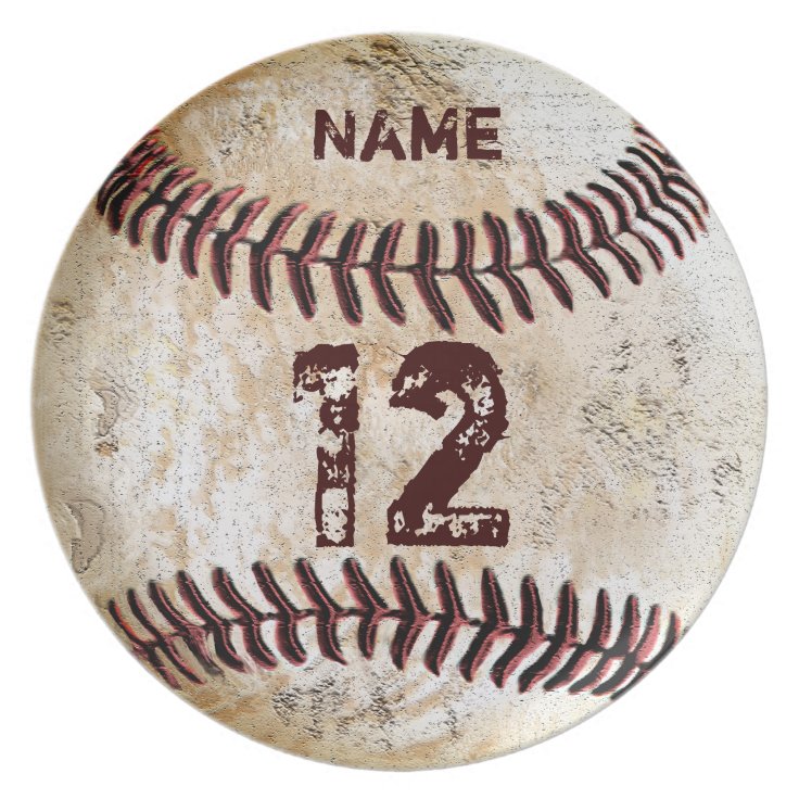 YOUR NUMBER and NAME on Baseball Dinner Plates | Zazzle
