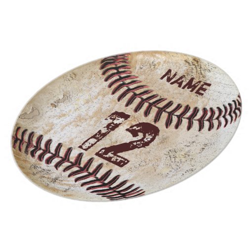 YOUR NUMBER and NAME on Baseball Dinner Plates | Zazzle
