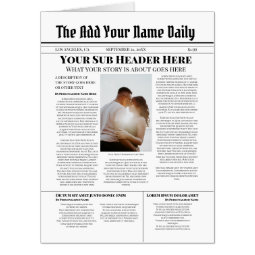 Your Own Front Page News Story Photo Personalized Card | Zazzle