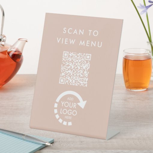 YOUR OWN LOGO Beige QR Code Menu Sign | Zazzle YOUR OWN LOGO Beige QR Code Menu Sign | Zazzle