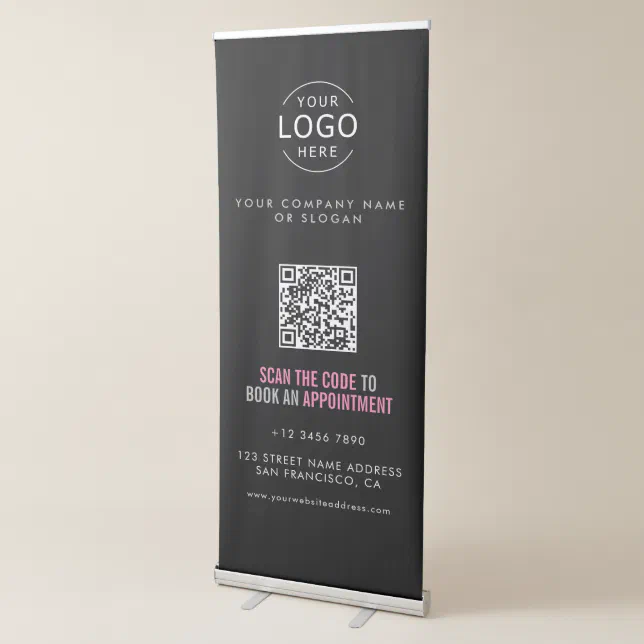 Your Own Logo Scan QR Code Appointment Marketing Retractable Banner ...