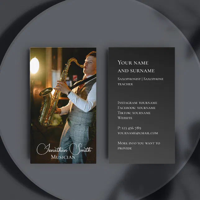 Your own photo Jazz musician Business Card | Zazzle