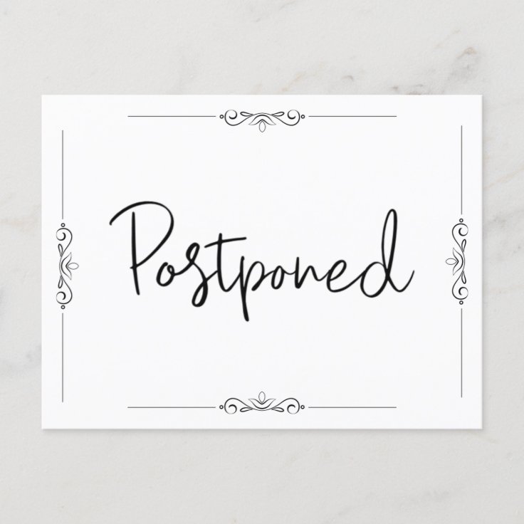 Your Party Event Postponed Handwritten Script Announcement Postcard ...