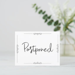 Your Party Event Postponed Handwritten Script Announcement Postcard ...