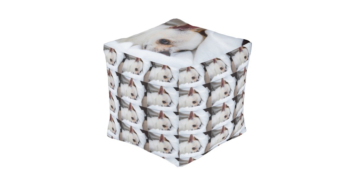 Your pet dog puppy custom photo chihuahua pattern pouf | Zazzle