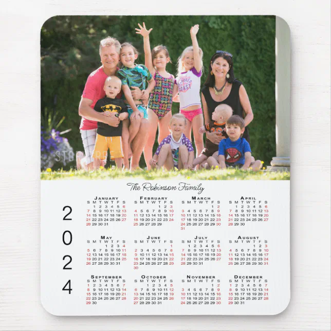 Your Photo and Name 2024 Calendar Mouse Pad | Zazzle