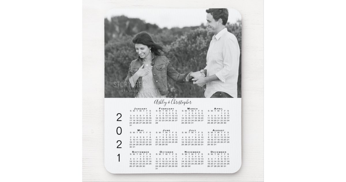 Your Photo and Names Personalized 2021 Calendar Mouse Pad | Zazzle