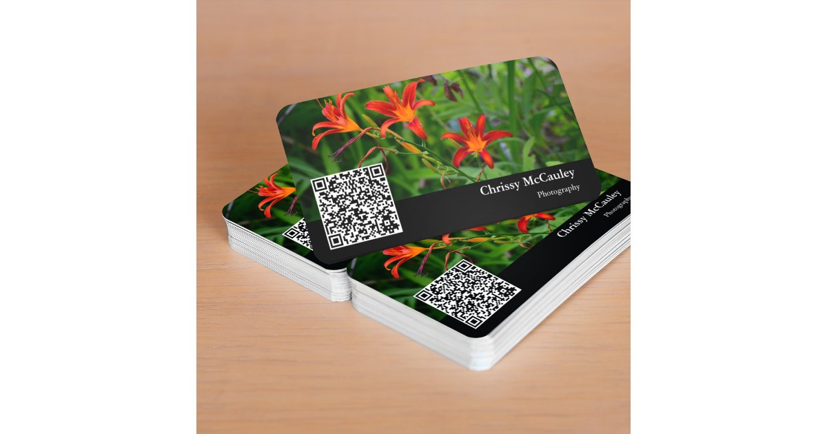 Your Photo and QR Code Black Business Card | Zazzle