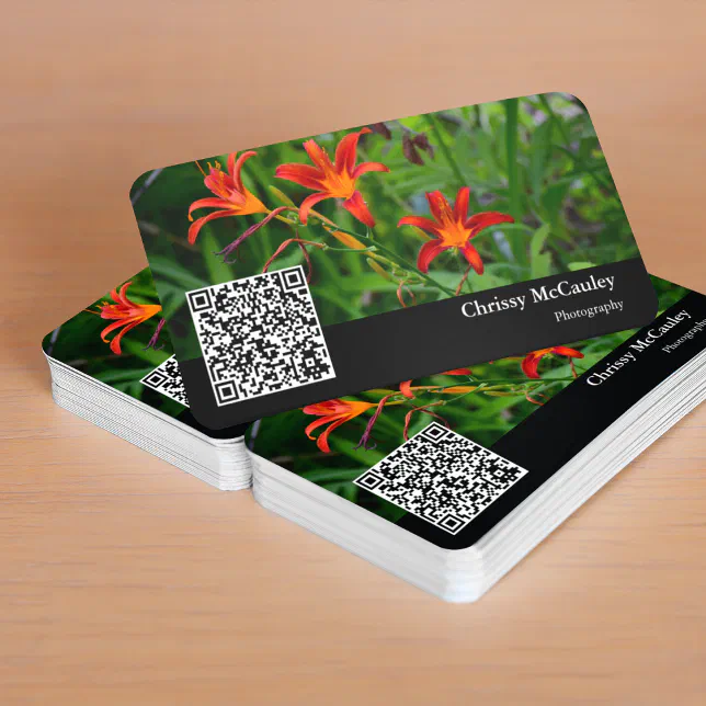 Your Photo and QR Code Black Business Card | Zazzle