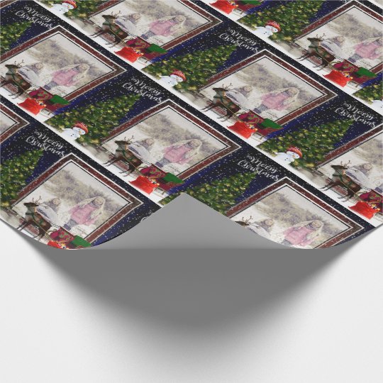Your photo Christmas Frame Scene Wrapping Paper | Zazzle.com