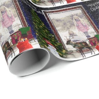 Your photo Christmas Frame Scene Wrapping Paper | Zazzle