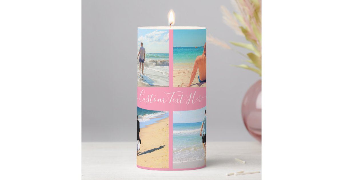 Your Photo Collage Candle with Custom Text | Zazzle