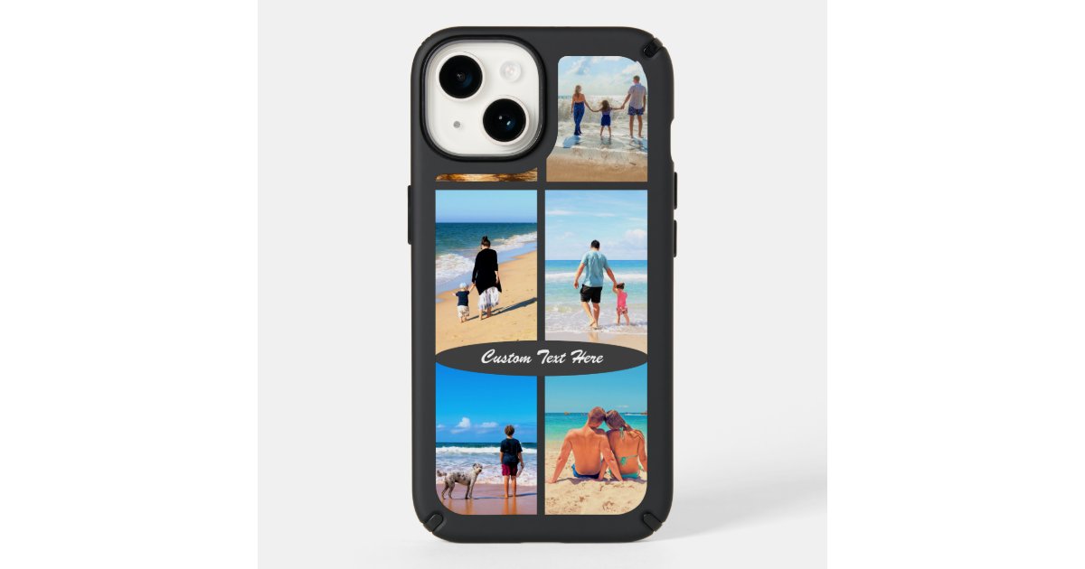 Your Photo Collage iPhone Case with Custom Text | Zazzle