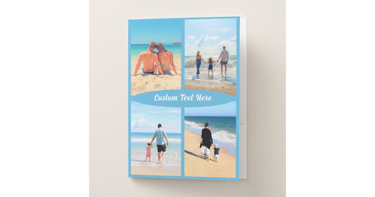 Your Photo Collage Pocket Folder with Custom Text | Zazzle