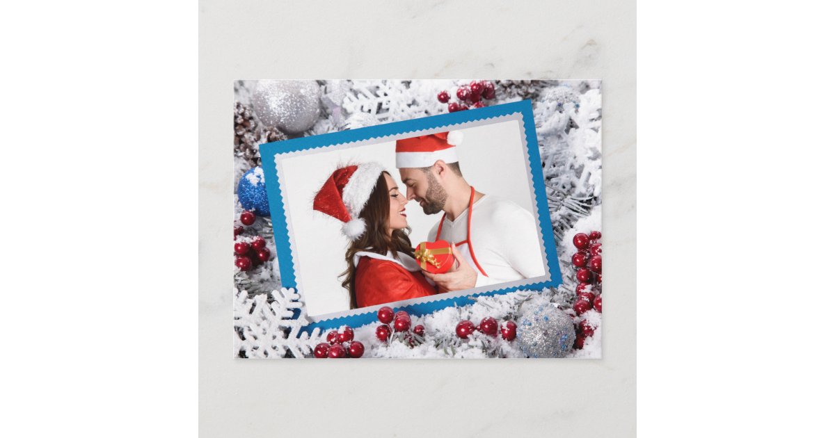 YOUR PHOTO custom Christmas postcard | Zazzle