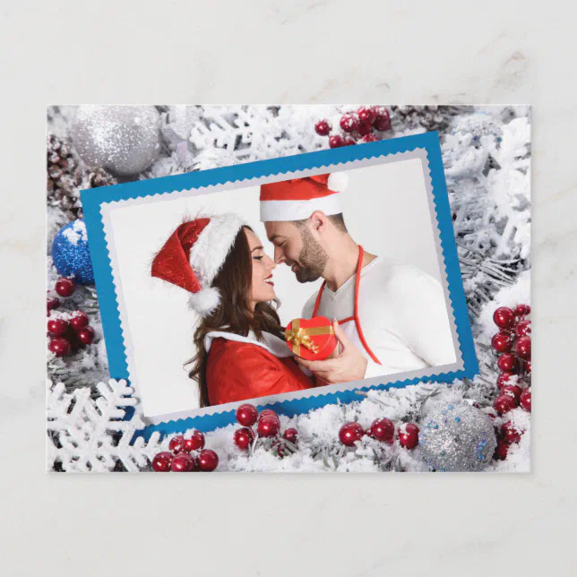 YOUR PHOTO custom Christmas postcard | Zazzle