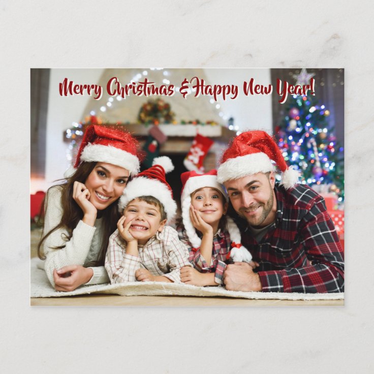 YOUR PHOTO custom Christmas postcard | Zazzle