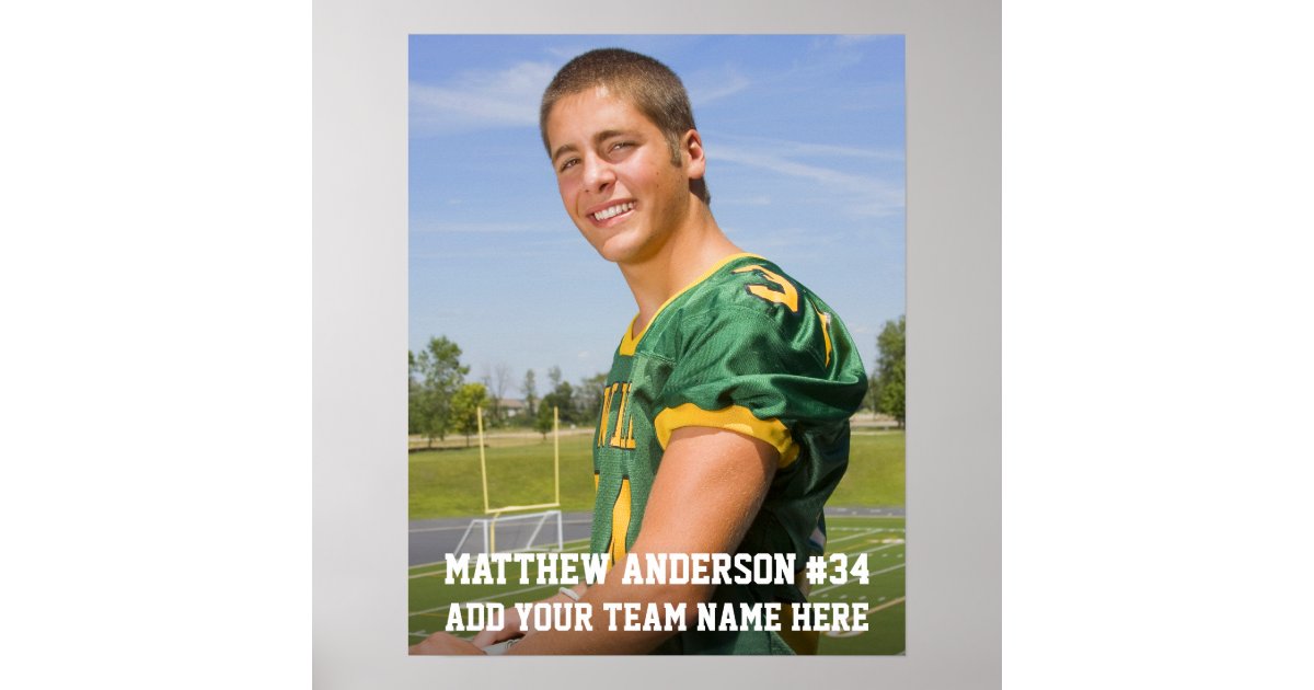 Your Photo Custom Football or Your Sport Frameable Poster | Zazzle