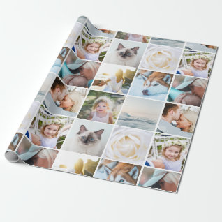 Create Your Own Custom Photo Grid Wrapping Paper | Zazzle
