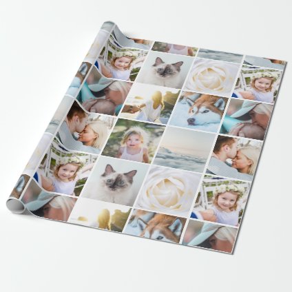 Create Your Own Custom Photo Grid Wrapping Paper | Zazzle