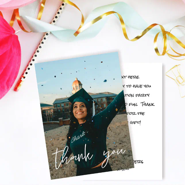 Your Photo Graduation Hat Thank You White V2 | Zazzle