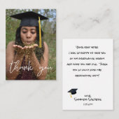 Your Photo Graduation Hat Thank You White Vertical Note Card | Zazzle
