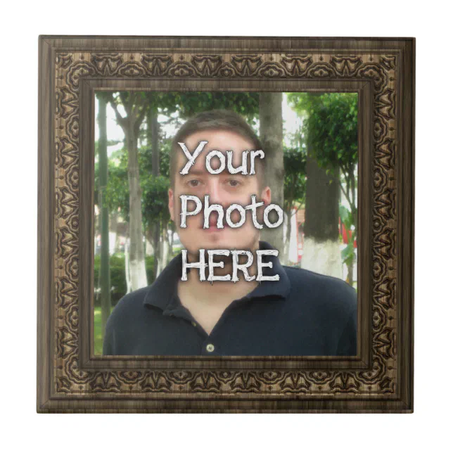 Your Photo Here Wood(Print) Frame Tile | Zazzle