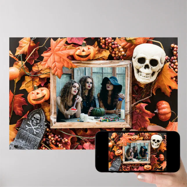 YOUR PHOTO in a Halloween Frame custom poster | Zazzle