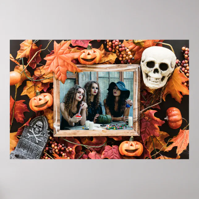 YOUR PHOTO in a Halloween Frame custom poster | Zazzle