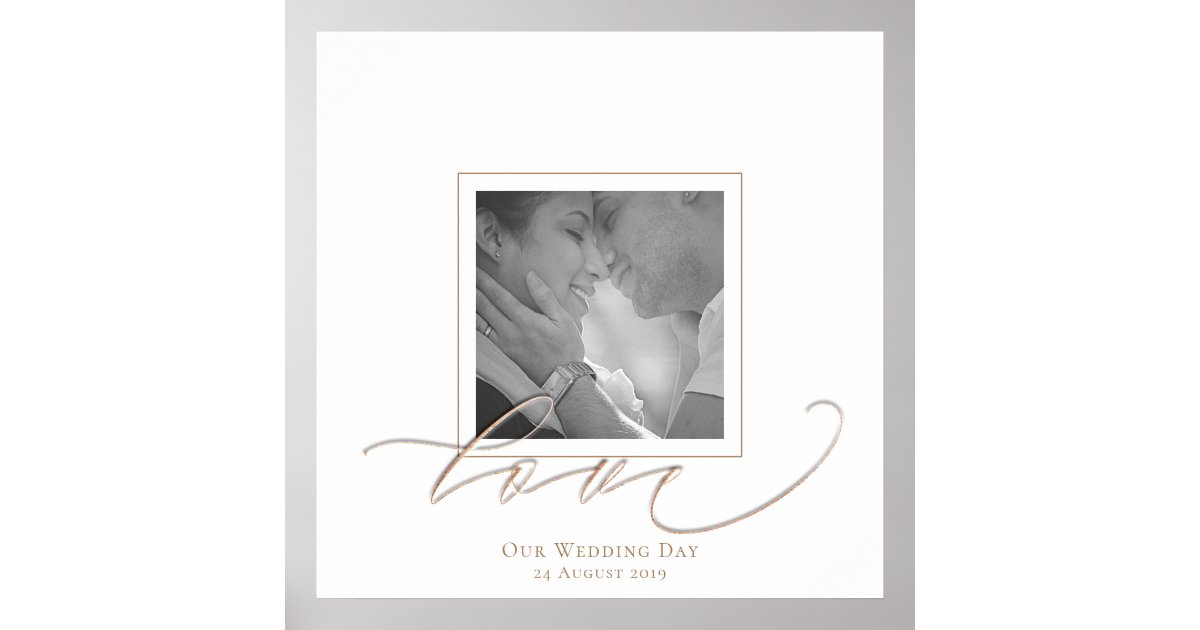 Your Photo Love Script Wedding Day Signature Poster | Zazzle