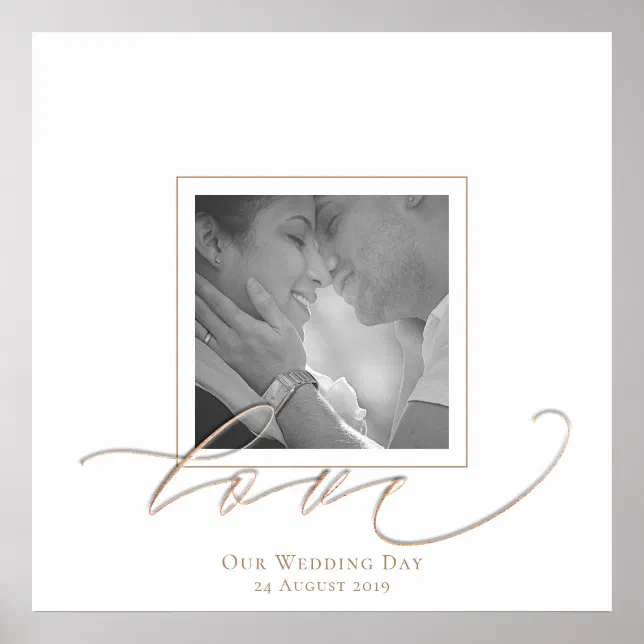 Your Photo Love Script Wedding Day Signature Poster | Zazzle